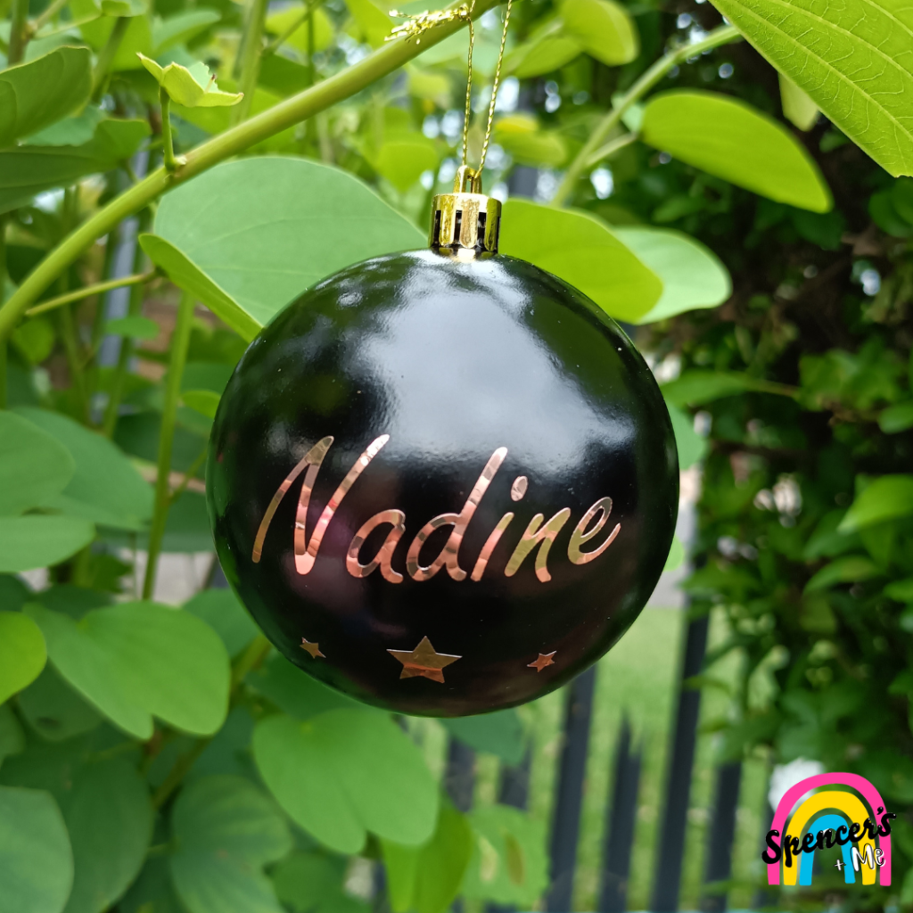 Custom Black Bauble – Round – Spencer's Ink